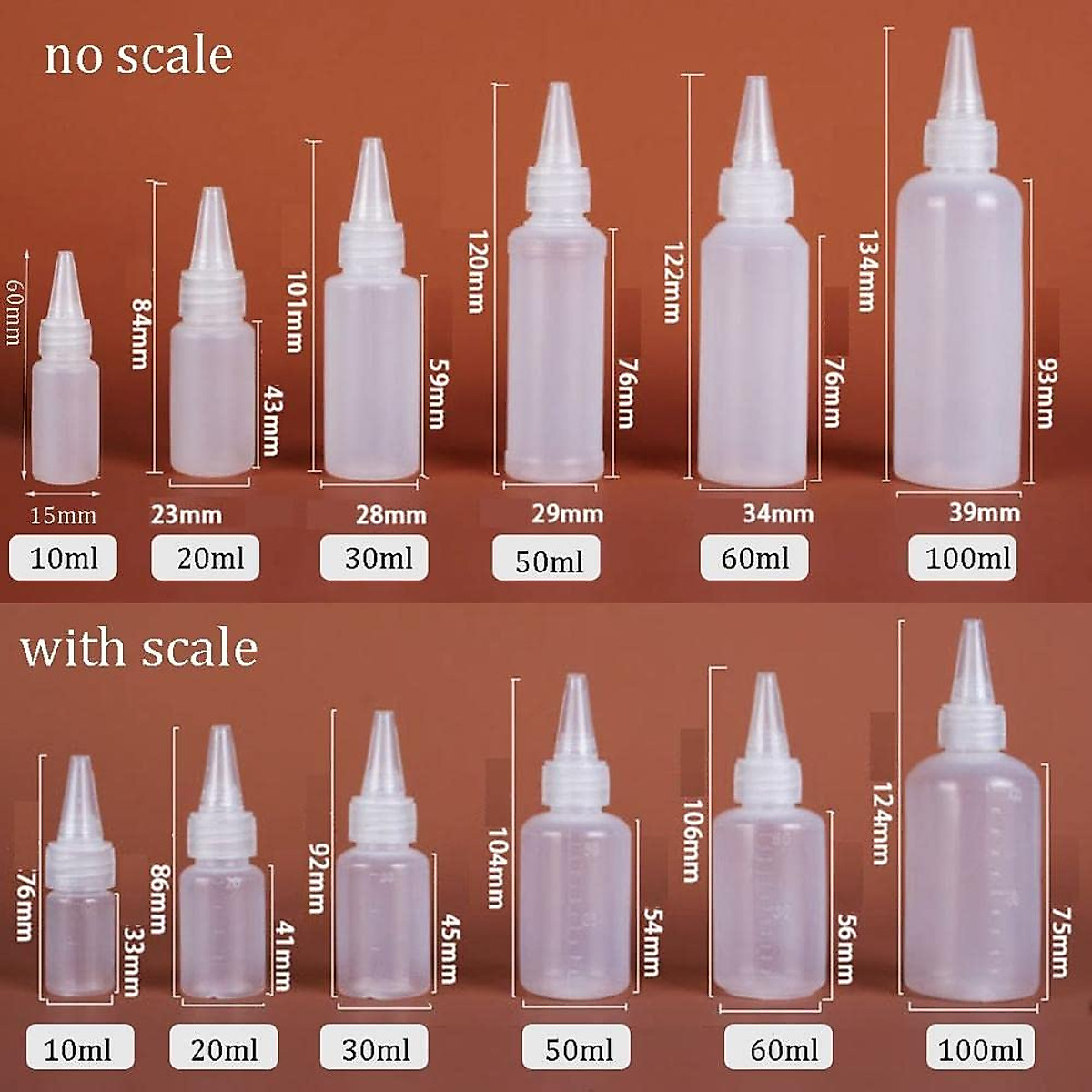 10 Pcs Empty Dropper Bottles, Mini Squeeze Bottles, Plastic Storage Container with Caps, Small Sample Bottle for Decorating(30ml-no Scale)