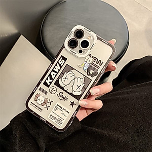 Cool Clear Case Compatible with iPhone 13 Mini for Mens and Womens,Clear Case with Cartoon Street Fashion Pattern Design Slim Soft Silicone Protection Phone Cover (White,13 Mini)