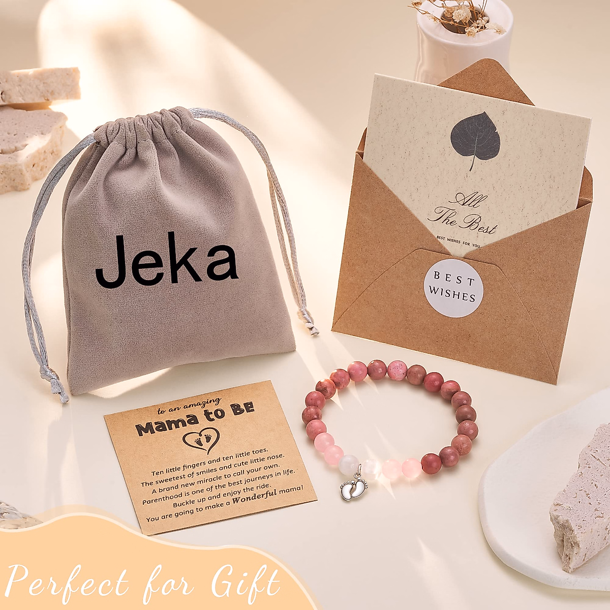 Jeka First Mothers Day Gifts, Mom to Be Gift, New Mom Gifts - Mama Bracelet for Women, Pregnancy Gifts for First Time Moms, Jewelry Gifts for Pregnant Women Wife, Expecting Mom Gifts