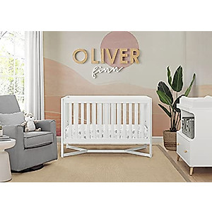 Delta Children Tribeca 4-in-1 Baby Convertible Crib + Serta Perfect Slumber Dual Sided Recycled Fiber Core Crib & Toddler Mattress - Waterproof, Hypoallergenic, GREENGUARD Gold Certified, Bianca White