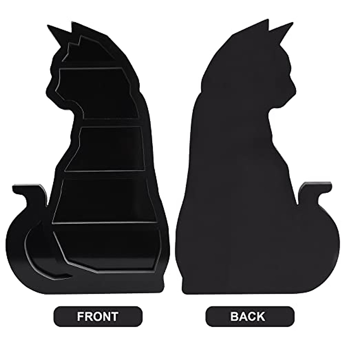 Jeegard Crystal Display Shelf, Wood Moon Cat Shelf, Cat Wooden Shelf for Crystals, Unique Black Wall Mounted Cat Crystals Display Case for Display of Your Crystals, Perfumes, Art, Jewelry