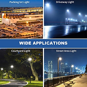 42000Lm LED Parking Lot Lights 300W LED Shoebox Light with Photocell, 5700K Outdoor Commercial Area Lighting, 1000W Metal Halide Equivalent, Dusk to Dawn Led Street Pole Light - Slip Fitter, UL-Listed