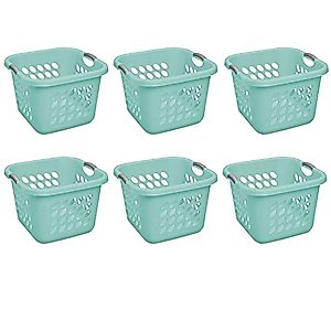 Sterilite 1.5 Bushel/53 L Ultra Square Basket Laundry, Aqua Chrome