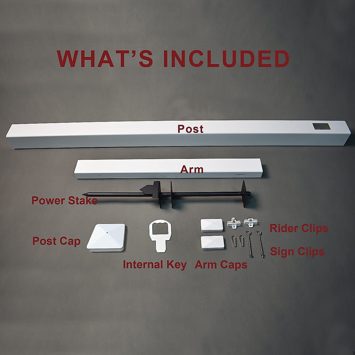 Qikdesign Vinyl PVC Real Estate Sign Post with Flat Cap 6' Tall - Realtor Yard Sign Post - 36" Arm Holds Up to 24" Sign- White (No Sign)