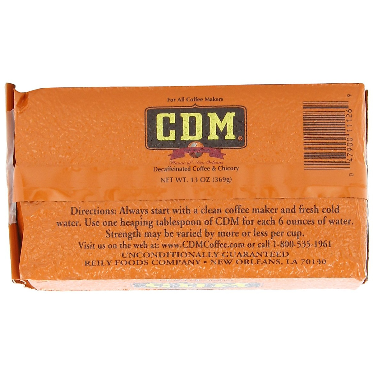 CDM Coffee & Chicory Decaffeinated Ground Coffee 13 Ounce Bag