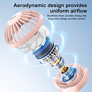 NONLOCK 2 IN 1 Portable Handheld Fan,Mini Personal Fan,Neck Fan,Powerful Cooling Fan,Small Desk Fan,Quiet Hand Fan,Camping Beach Travel Fan,USB Rechargeable, Birthday Gifts for Women Men(Pink)