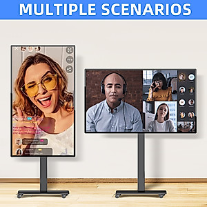 XINLEI Rotating Mobile TV Cart with Wheels Rolling TV Stand for 26-55" Flat Panel Screens TVs, Portrait to Landscape, Height Adjustable Floor Stand Base Max VESA 400x400mm