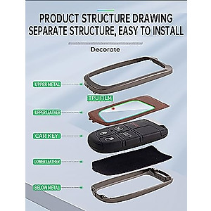 for Dodge Jeep Key Fob Cover Case Metal Shell Car Smart Keys Protect Keychain Compatible Grand Challenger Cherokee Chrysler (P-JEEAqh-Black)