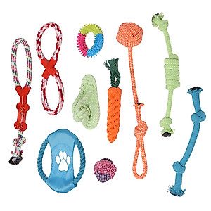 10pcs Pet Cotton Rope Toy Dental Dog Rope Toys Colorful Dog Chew Rope Toys Cotton Rope Dog Toy Puppy Chew Toys Interactive Puppy Chewing Molar Toy for Medium Large Dog
