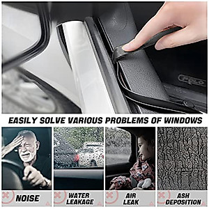 AUCELI Car Window Seal Strip, Windshield Weather Strip for Car, Automotive Waterproof Soundproof V-Shape Self Adhesive Trim Cover, Universal Vehicle Rubber Weatherstrip Draft Seal Strip