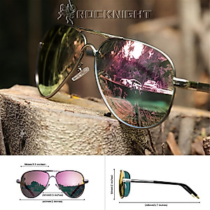 ROCKNIGHT Aviator Sunglasses for Women Polarized UV Protection Mirrored Pink Sunglasses UV400 Ladies Trendy Sunglasses Gifts for Women Tear drop