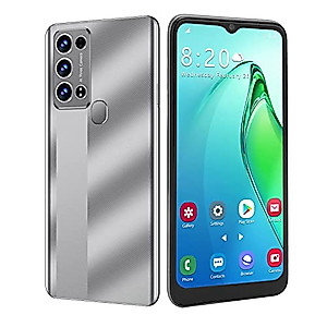 Yoidesu 5G Unlocked Android Smartphone, 6.5in IPS HD Screen 6GB RAM 128GB ROM Ultra Thin Mobile Phone, 5000mAh 12MP16MP HD Camera, Face ID Fingerprint Unlocked Cellphone for Android 12(Grey)