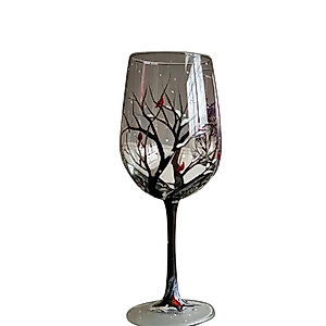 Leimezsty Four Seasons Tree Wine Glass Hand-Painted Art Glassware Unique Glasses Drinkware for Home Office Decorative Gift Cups Elegant Four Seasons Tree Wine Glasses