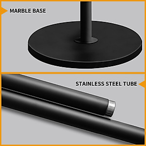 Tenkovic Metal Coat Rack Freestanding Satin Steel With Stable Marble Base,High-Grade With 8 Hooks Metal Coat Hat,Hall Tree for Hanging Clothes, Bags, Hats, Bedroom(Black)