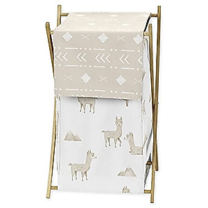 Sweet Jojo Designs Boho Llama Baby Kid Clothes Laundry Hamper - Gender Neutral Beige Taupe Tan and White Bohemian Southwest Watercolor Mountain Cactus Alpaca Farmhouse Animal Aztec Tribal Geometric