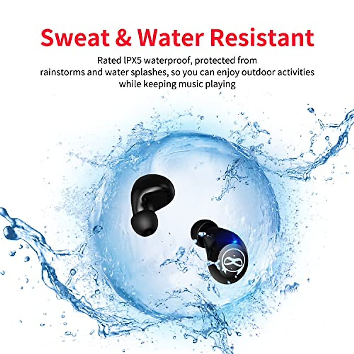 AMAFACE Wireless Earbuds for Youth Guys, Truly Wireless Headphones Stereo Sound in-Ear with Mic Touch Control, Sweat-Proof Bluetooth 5.0 Noise Reduction Earphones with Cartoon Red Charging Case