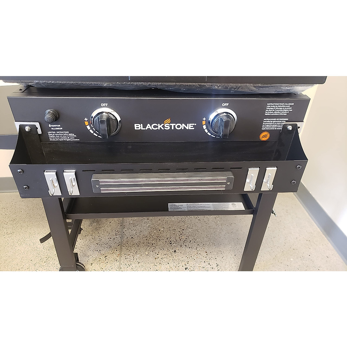 Front Tray with Magnetic Tool Holder and Removable Hooks, compatible with Blackstone 28-inch Griddles (Black)