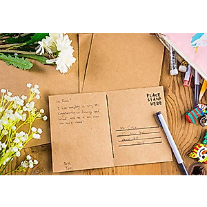 Blank Postcards - 100-Sheet Kraft Paper Postcards, Printable Blank Note Cards for Inkjet and Laser Printers, 2 Per Page 200 Cards in Total, Perforated, 170GSM Cardstock 5.5 x 8.5 Inches