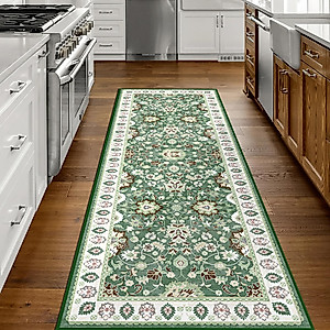 Runner Rug for Hallways Kitchen Runner Rug Washable 2'x 6' Non-Slip, Floral Rubber Backing Non Shedding Soft Carpet Runners for Indoor Entryway Bedroom Bedside