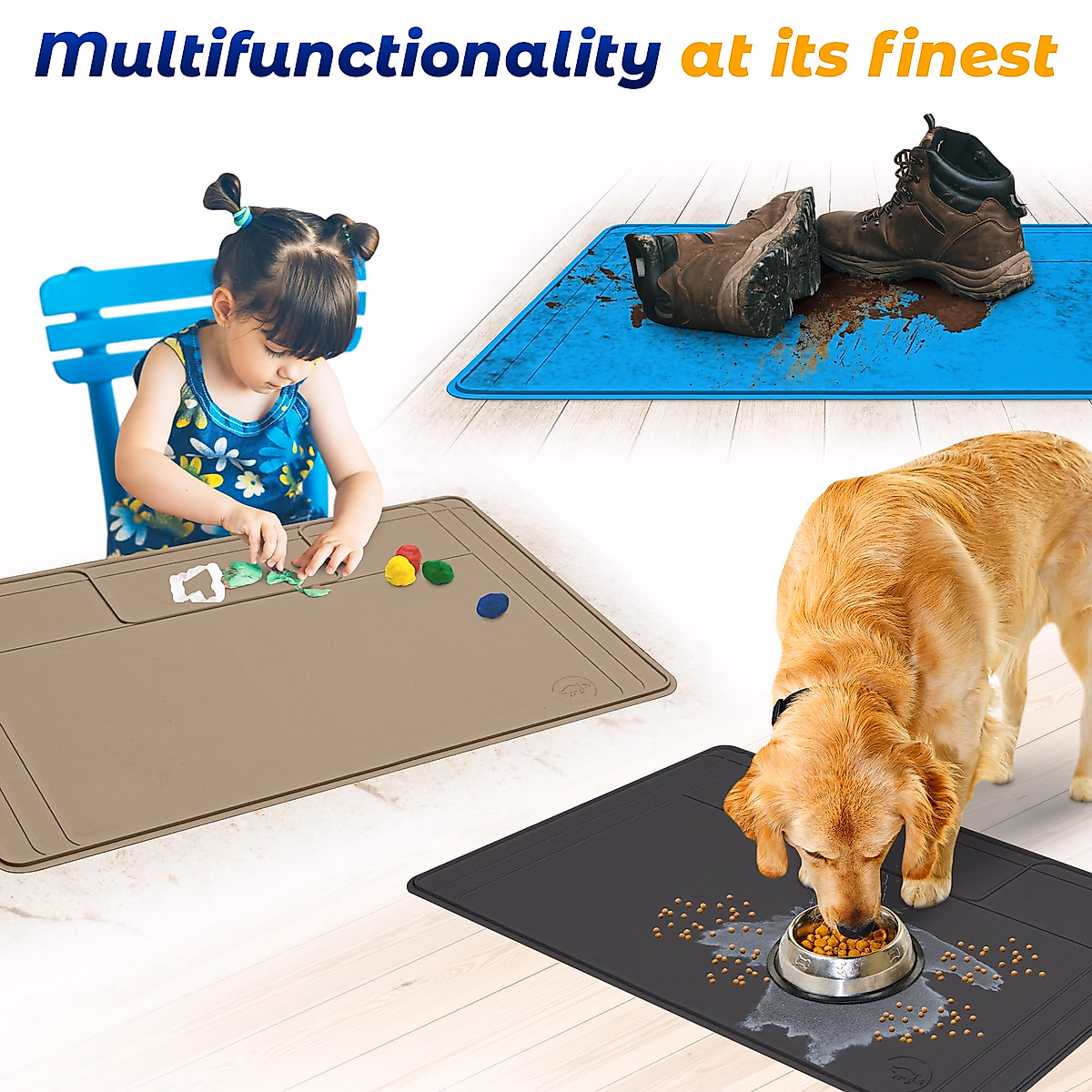 Original Under Sink Mat - Adjustable Silicone, Waterproof Vanity Mat - 28" x 19" or Smaller