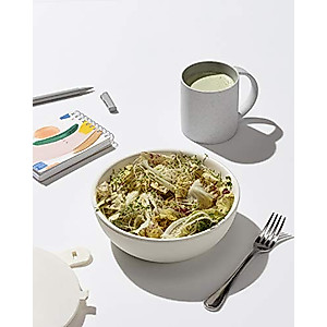 W&P Porter Ceramic Bowl Lunch Container w/ Protective Non-slip Exterior, Cream 1 Liter | Lid & Snap-tight Silicone Strap | Food Storage, Bento Box, Meal Prep | BPA-Free Ceramic