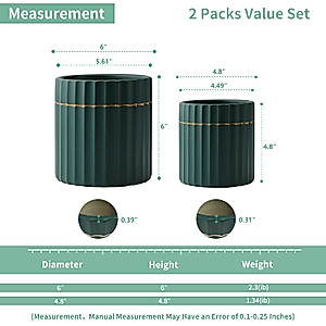 Mozing Ceramic Pots for Plants - Planters for Indoor Flower Set - 2 Packs of Cute Small Plant Pots for Planting with Drainage Hole for Modern House, Office Decor (4.8 + 6 Inch, Green)