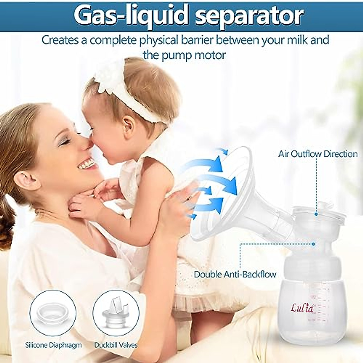 Lulia Electric Breast Pump Accessories Universal Duckbill Valves, BPA Free, Food Grade Silicone, Easy to Clean, 6 PCS