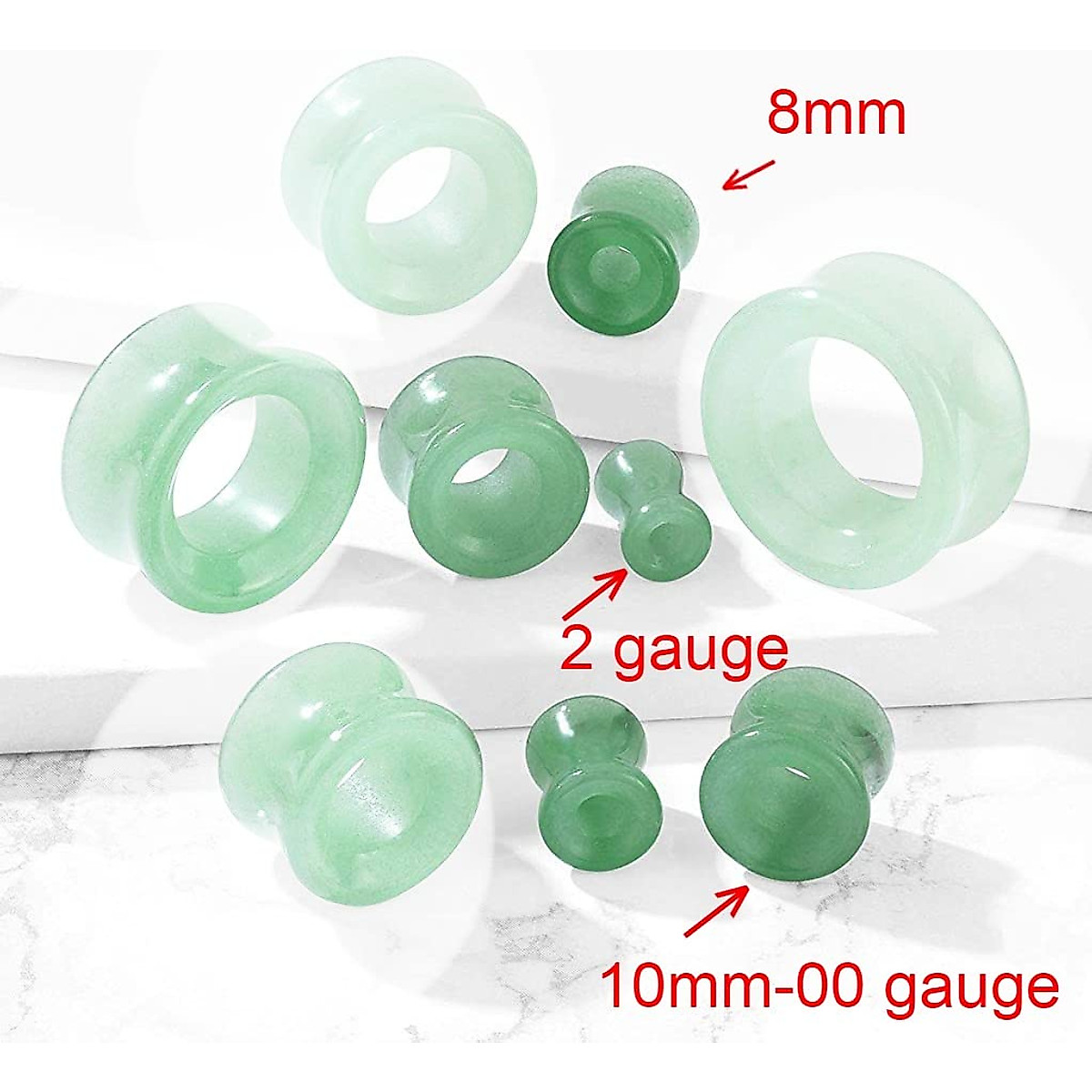 Ear Gauges SoScene Center Hole Jade Organic Stone Ear Plugs Sold in Pairs (10mm-00 gauge)