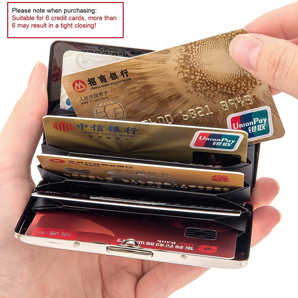 EYIDADAE RFID Credit Card Holder Protector Metal Credit Card Wallet Business Card Holder for Women and Men-Can Hold 5 Bank Cards (Silver)