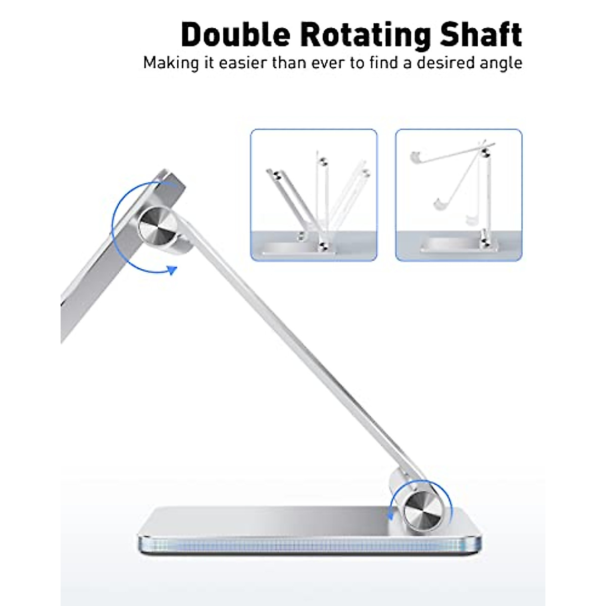 Maxonar Foldable Tablet Stand Holder, Adjustable Tablet Phone Desktop Stand Dock Constructed from Aluminum Compatible with 2022 iPad/iPad Pro, iPad Air/iPad Mini [4.7"-13"], Galaxy Tab S8- Silver
