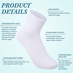 Tarpop 48 Pairs Men Quarter Ankle Socks Athletic Socks Moisture Wicking Bulk Crew Casual Sports(White)