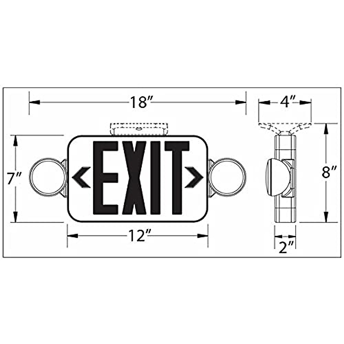 LED Exit Sign Emergency Light Combo with Green Letters