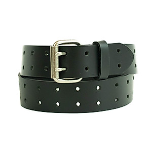 Dickies Men's Leather Double Prong Belt, Black, 38
