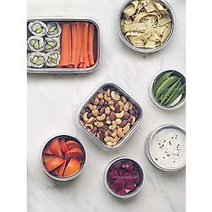 U Konserve Stainless Steel Food Storage Bento Box Container, Leak Proof Silicone Lid Dishwasher Safe - Plastic Free (15oz Clear)