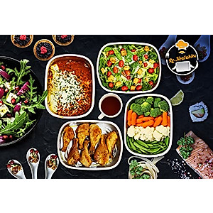 ShopexZone ReHeatables Aluminum Food and Storage Containers Reusable and Disposable Tray with Lids Freezer Oven Safe Meal Prep Baking Roasting Storing Reheating Perfect for Holidays | Large, 2 Pack