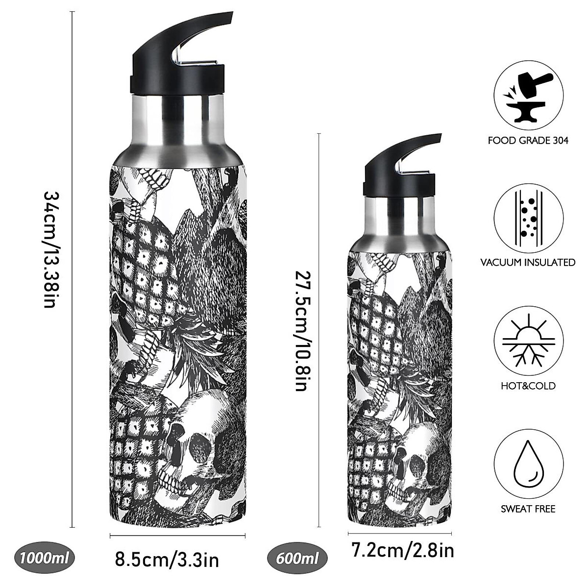 Anyangquji 20oz Stainless Steel Water Bottle Vacuum Insulated,Sports Water Bottle with Straw Lid for Fitness Gym Outdoor (color1)