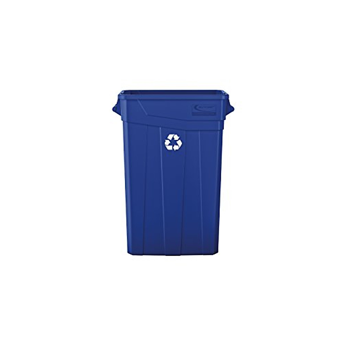 Suncast Commercial Slim 23 Gallon Polypropylene Recycling Bin with Recycle Logo, Blue