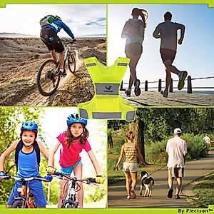 Reflective Running Vest - 360° High Visibility Yellow Safety Vest with Adjustable Side Closure and Inside Pocket - Large