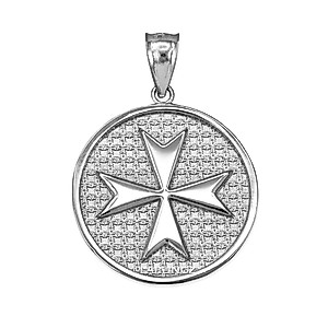 Sterling Silver Knights Templar Maltese Cross Medal Pendant