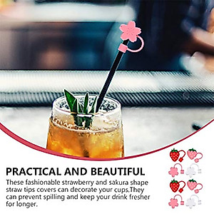 Healifty 8pcs Silicone Straw Tips Cover Reusable Drinking Straw Tips Lids Dust- proof Straw Plugs Cap Protector Airtight Seal Proof (Sweet Pink Series)