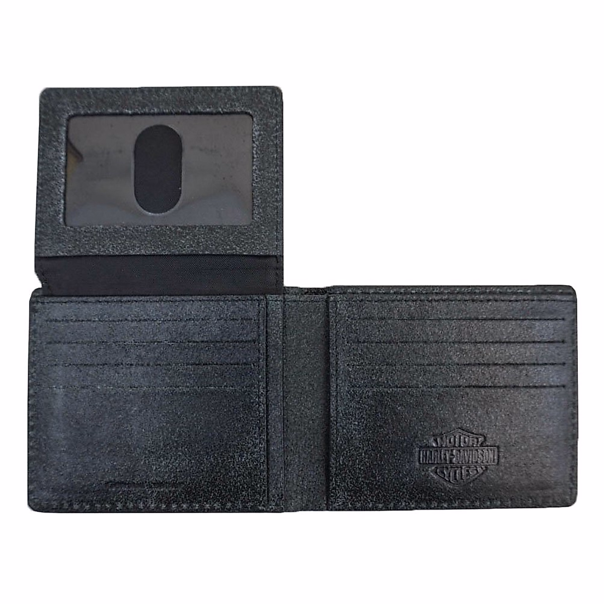 Harley-Davidson Men's Skull Graphite Leather Billfold w/Flip Out UN4627L-GRYBLK