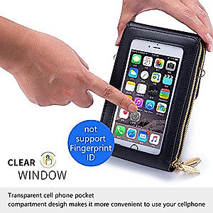 Roulens Small Crossbody Cell Phone Purse for Women, Touch Screen Bag Shoulder Handbag Wallet with Credit Card Slots