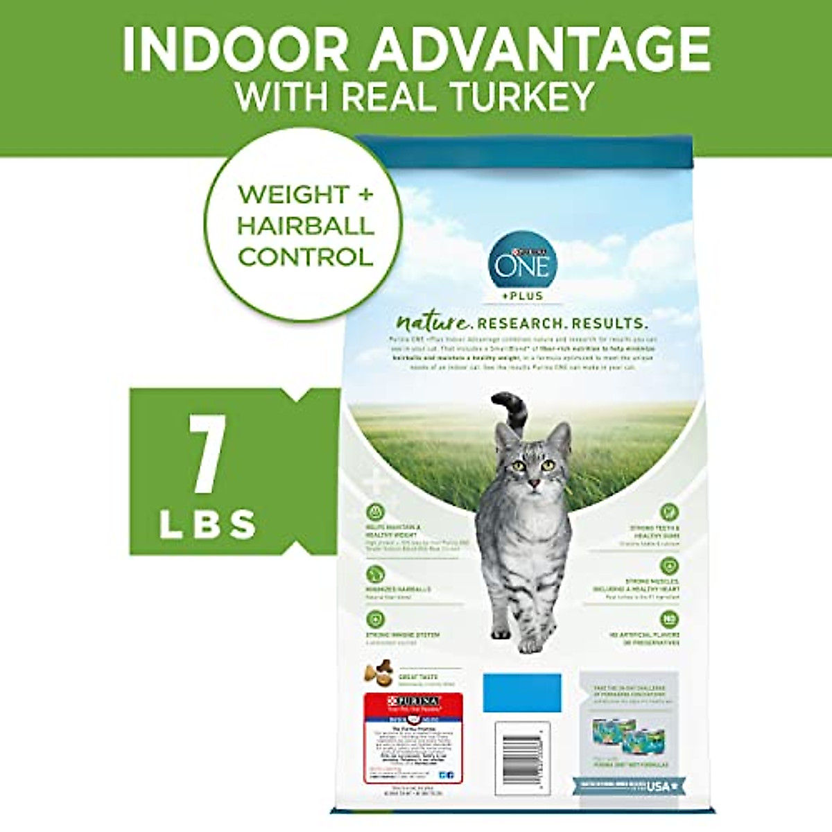 Purina ONE Natural, Low Fat, Weight Control, Indoor Dry Cat Food, +Plus Indoor Advantage - 7 lb. Bag