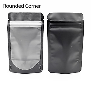 QQ Studio Pack of 100 Translucent Front Matte Black Poly Plastic Resealable Bags (0.8oz (3" x 5"), Stand-Up Pouch)