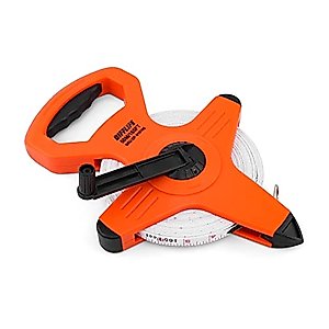 DIFFLIFE Open Reel Measure Tape Measuring Reel,165-Feet-50M by 1/2 Inch, 3X Speed Double-Coated Fiberglass Tape Measure with Metal Spike, Athletic Field, Long Jump Measuring Tape Reels (165FT)