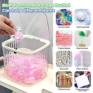 2 Pack Laundry Pods Container With One-Press Lid，Laundry Room Organization Storage Containers ，laundry pod holder and Dryer Sheet Holder with Lids for Laundry Detergent Laundry Pod Dry Sheet Organizer