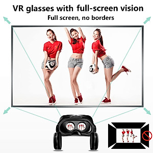 Virtual Reality Headset with Controller Adjustable 3D VR Glasses Virtual Reality Headset HD Blu-ray Eye Protected Support 5~7 Inch for Phone/Android (A50)