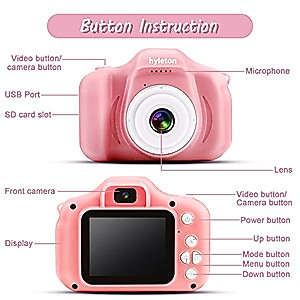 hyleton Kids Selfie Camera Digital,Child Toddler Video Camera Toys for 3 4 5 6 7 8 9 Year Old,Christmas Birthday Gift for Age 3-8 Girls/Boys with 32GB SD Card (Pink)