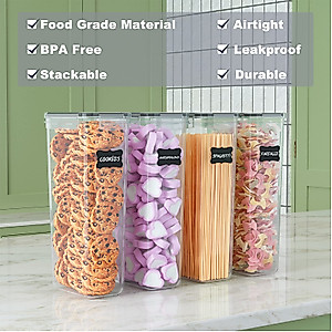 Pasta Containers, 2 Pk 2.8L Airtight Food Storage Containers, Spaghetti Containers for Pantry Organization and Storage, Kitchen Storage Containers for Noodles, Plastic Canisters with Durable Lids