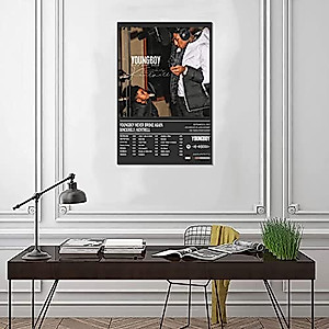 Youngboy Poster Never Broke Again Poster Sincerely Kentrell Album Cover Wall Art Canvas for Office Decor Unframed 12" x 18"